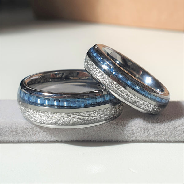 The Steel Blue Wonder Ring Set 6mm 8mm - Rock Solid Rings