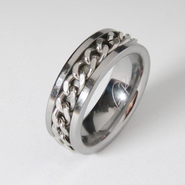 Spinning Rotating Chain Wonder Ring 8mm Wide Silver Tungsten Ring ...