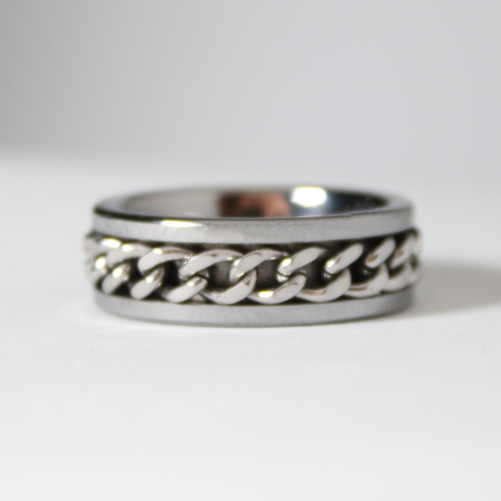 Spinning Rotating Chain Wonder Ring 8mm Wide Silver Tungsten Ring ...